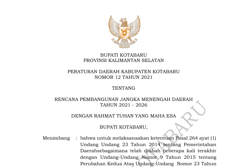 Peraturan Daerah Kabupaten Kotabaru Nomor 4 Tahun 2020 tentang Izin ...